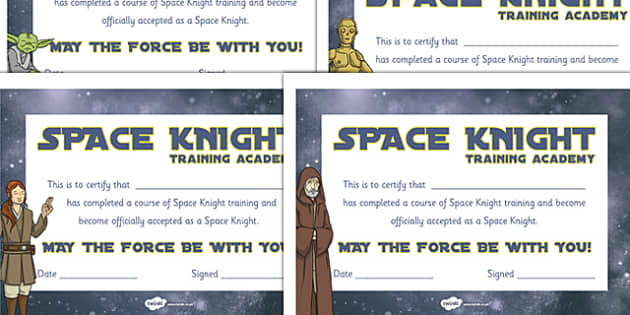 Space Knight Training Certificate (professor feito) - Twinkl