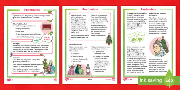 KS1 Pantomime Differentiated Reading Comprehension Activity