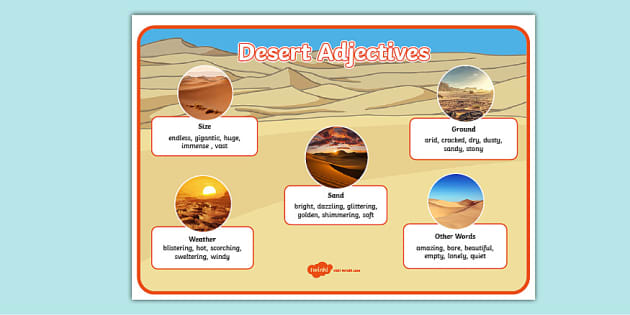 Desert Adjectives Photo Word Mat (teacher made) - Twinkl