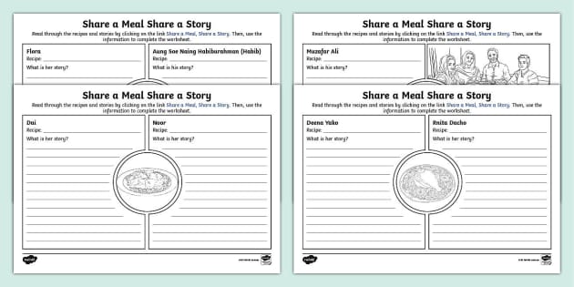 Refugee Week 'Share a Meal Share a Story' Research Worksheet