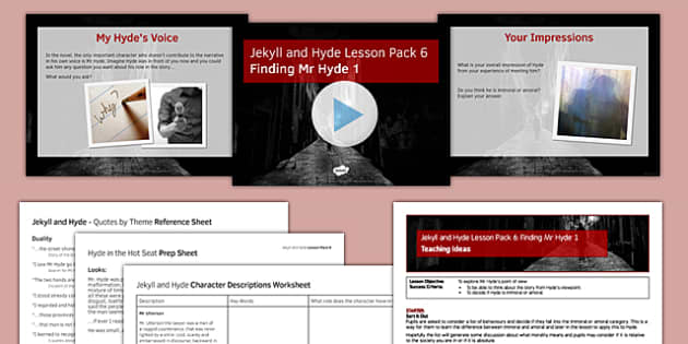 GCSE Jekyll and Hyde Lesson Pack 6: Finding Mr Hyde 1 (post reading)