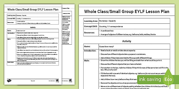 How Many in the Box EYLF Lesson Plan Adult Guidance - Twinkl