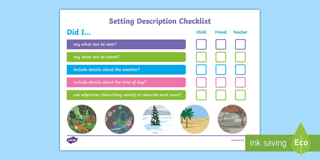 KS1 Setting Description Checklist l enseignant A Fait 