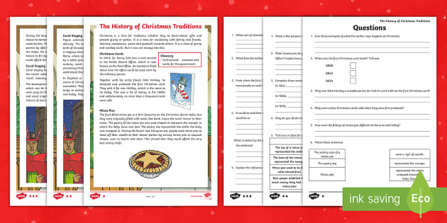 UKS2 The History of Christmas Traditions Differentiated Reading ...