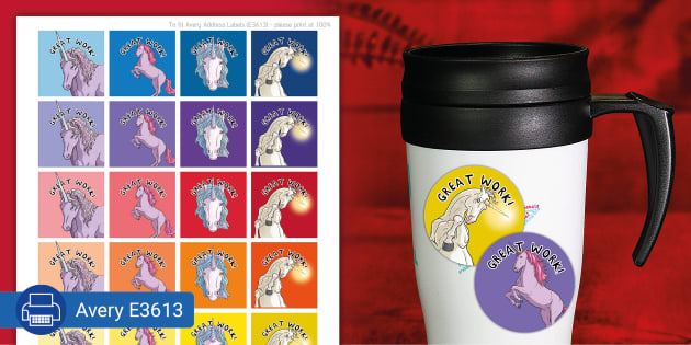 Unicorn | 'Great Job' | Rainbow Coloured | Reward Stickers