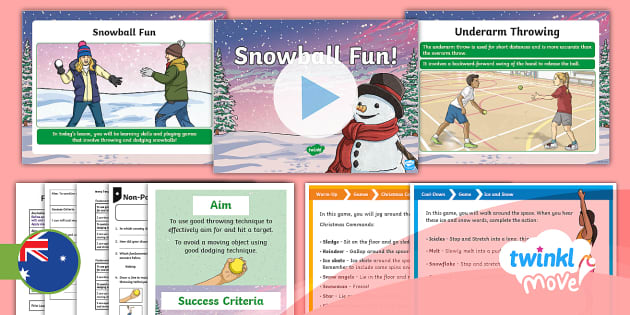 Move PE Year 3-4 Fundamental Skills: Christmas: Snowball Fun Lesson Pack