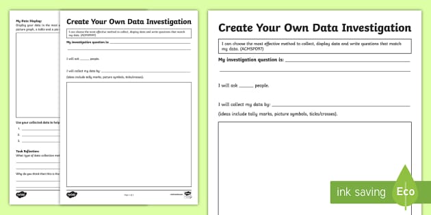Create Your Own Data Investigation Worksheet (teacher made)