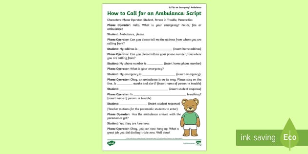 How to Call for an Ambulance Play Script to Support Teaching on Is This An