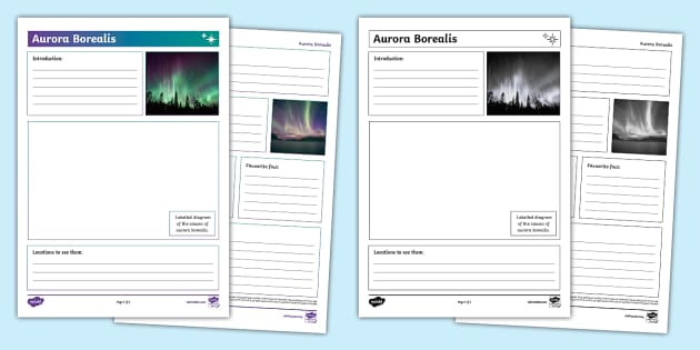 Aurora Borealis Non-Chronological Report Template - Twinkl