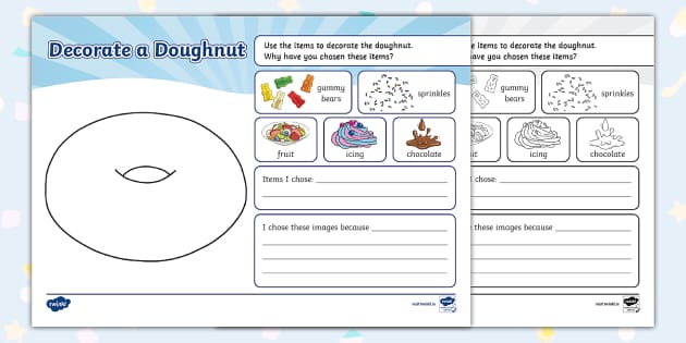 Decorate a Doughnut Worksheet (teacher made) - Twinkl