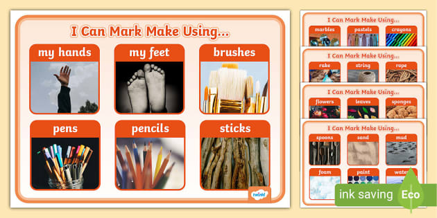 I Can Mark-Make Using… Display Posters (Teacher-Made)
