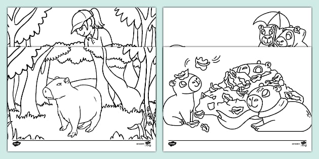 Foglio da colorare: Capibara - Twinkl Colouring