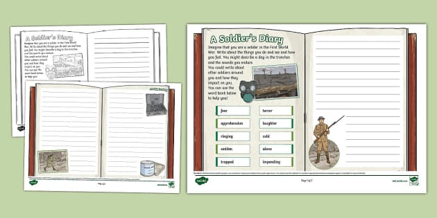 Diary of a First World War Solider Writing Frame - Twinkl