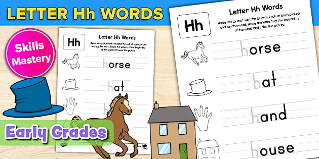 Letter Hh Words: Letter Recognition Worksheet PK-K - Twinkl
