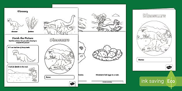Read and Colour Non-Fiction Booklet: Dinosaurs - Twinkl
