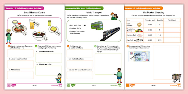 Singapore Money Math Activity Sheet (Lehrer gemacht)