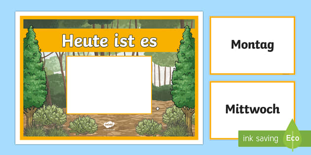 Forest-Themed Days of the Week Display Poster German