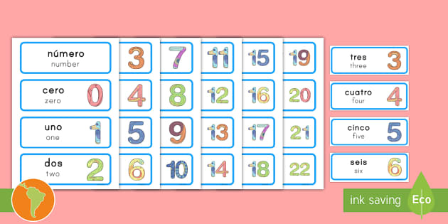 Math Number Word Cards English/Spanish - Maths Number System Word Cards