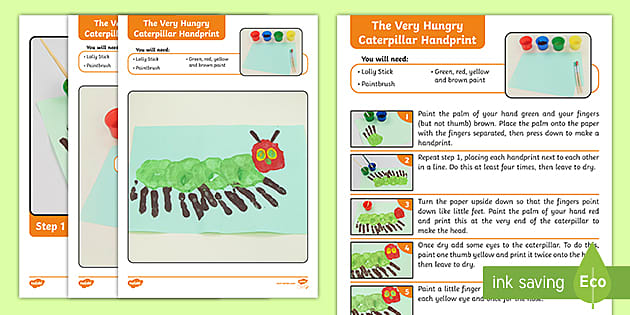FREE! - The Very Hungry Caterpillar - Handprint Craft Instructions