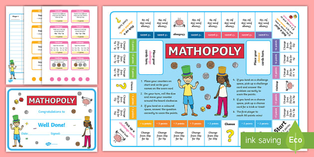Change from 20p Mathopoly Board Game (Teacher-Made)