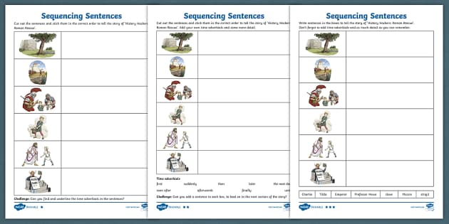 KS2 Sequencing Sentences Differentiated Worksheets (Ancient Romans Story