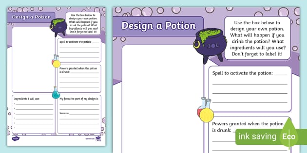 Design a Potion Worksheet (teacher made) - Twinkl