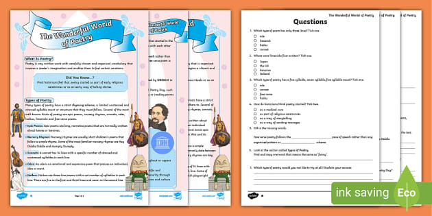 Facts About Poetry | Comprehension Activity | Twinkl | LKS2