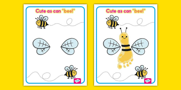 Baby Room Bee Footprint Craft (teacher made) - Twinkl