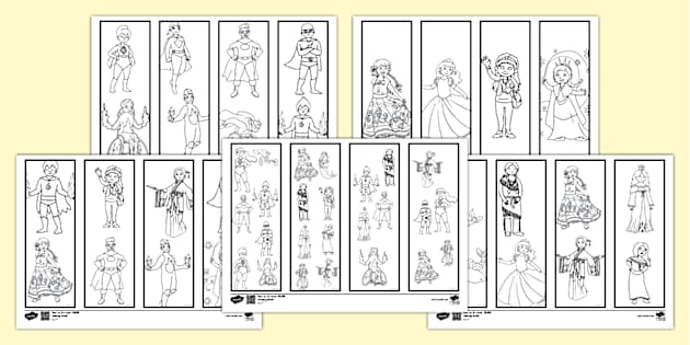 Princesses and Superheroes Colouring Bookmarks - Twinkl