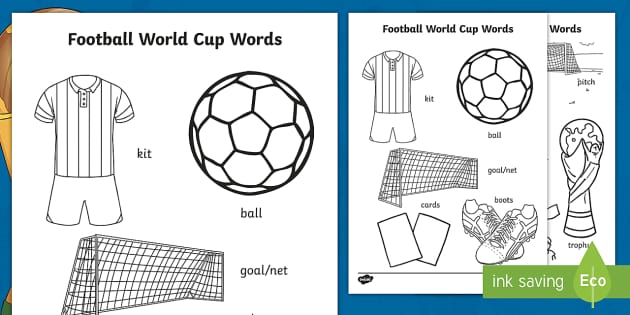 Football World Cup Words Colouring Sheet (teacher made)