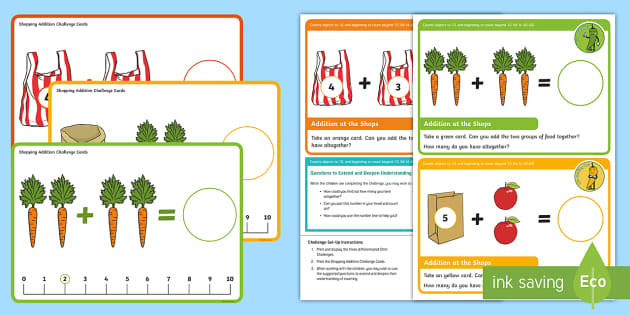 EYFS Maths Addition Chilli Challenges: Shopping Addition