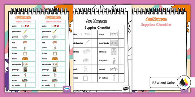 Art Museum Dramatic Play Supplies Checklist - Twinkl