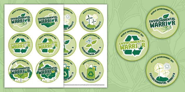 World Environment Day Environmental Warrior Badges - Twinkl