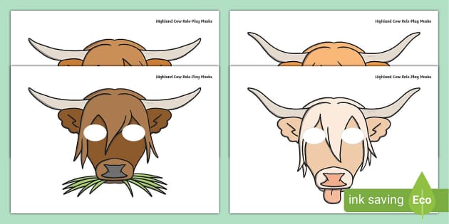 Highland Cow Role-Play Masks (teacher made) - Twinkl