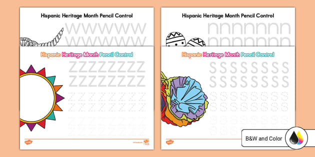 Hispanic Heritage Month Pencil Control Activity | Twinkl