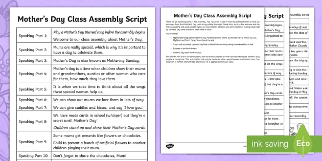 Teacher made Mother s Day Assembly Script KS1 Twinkl
