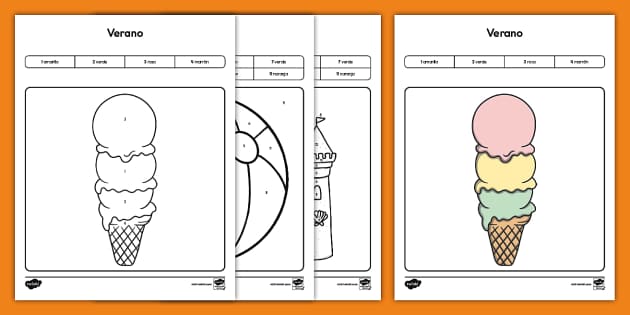 Colorea por número: Verano (teacher made) - Twinkl