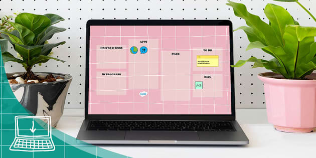 Pink Grid | Desktop Organiser (teacher made) - Twinkl