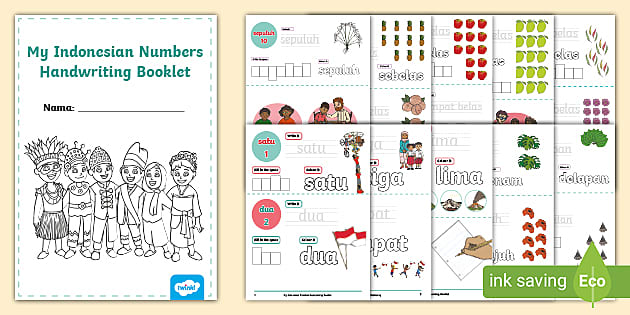 Handwriting Numbers 1-20 Booklet Indonesian - Twinkl
