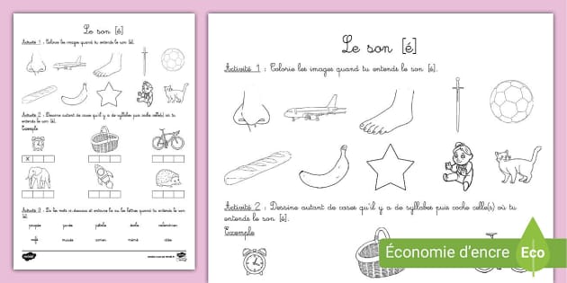 * NEW * Feuille d'activités : Le son é - Twinkl