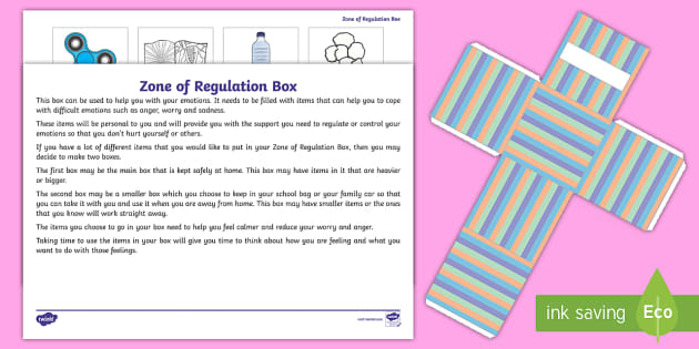 Zone Of Regulation Box Worksheet (teacher made)