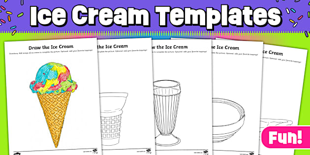 Draw the Ice Cream Coloring Templates
