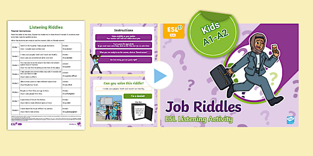 ESL Listening Riddles: Jobs [Kids, A1-A2] on Twinkl - Twinkl