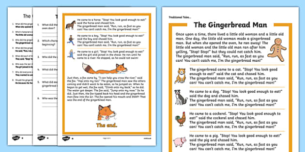 The Gingerbread Man Traditional Tales Differentiated Reading Comprehension