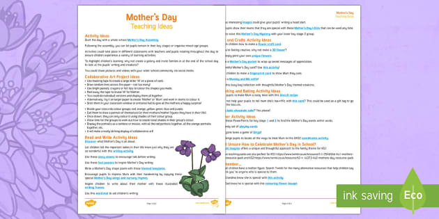 Mother's Day Whole School Themed Day Teaching Ideas