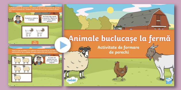 Animale buclucașe la fermă – PowerPoint interactiv