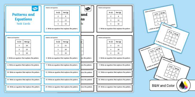 Patterns and Equations Task Cards for 3rd-5th Grade - Twinkl
