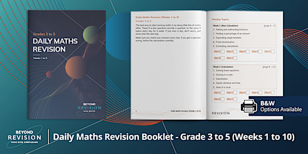 👉 * NEW * Daily Maths Revision Booklet - Grade 5 to 7 (Weeks 1 to 10)