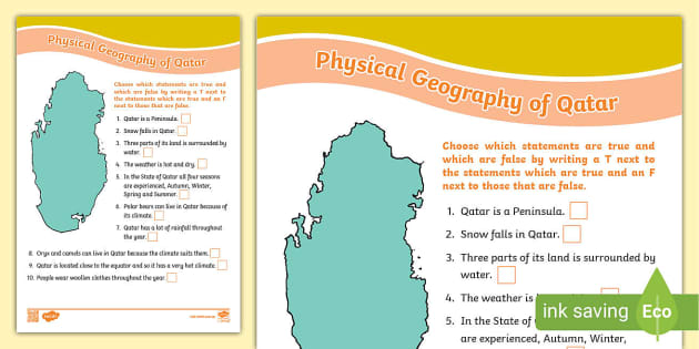 Physical Geography of Qatar Worksheet (teacher made)