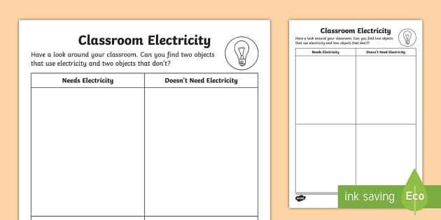 Junior Senior Infants Electricity in My Home Worksheet